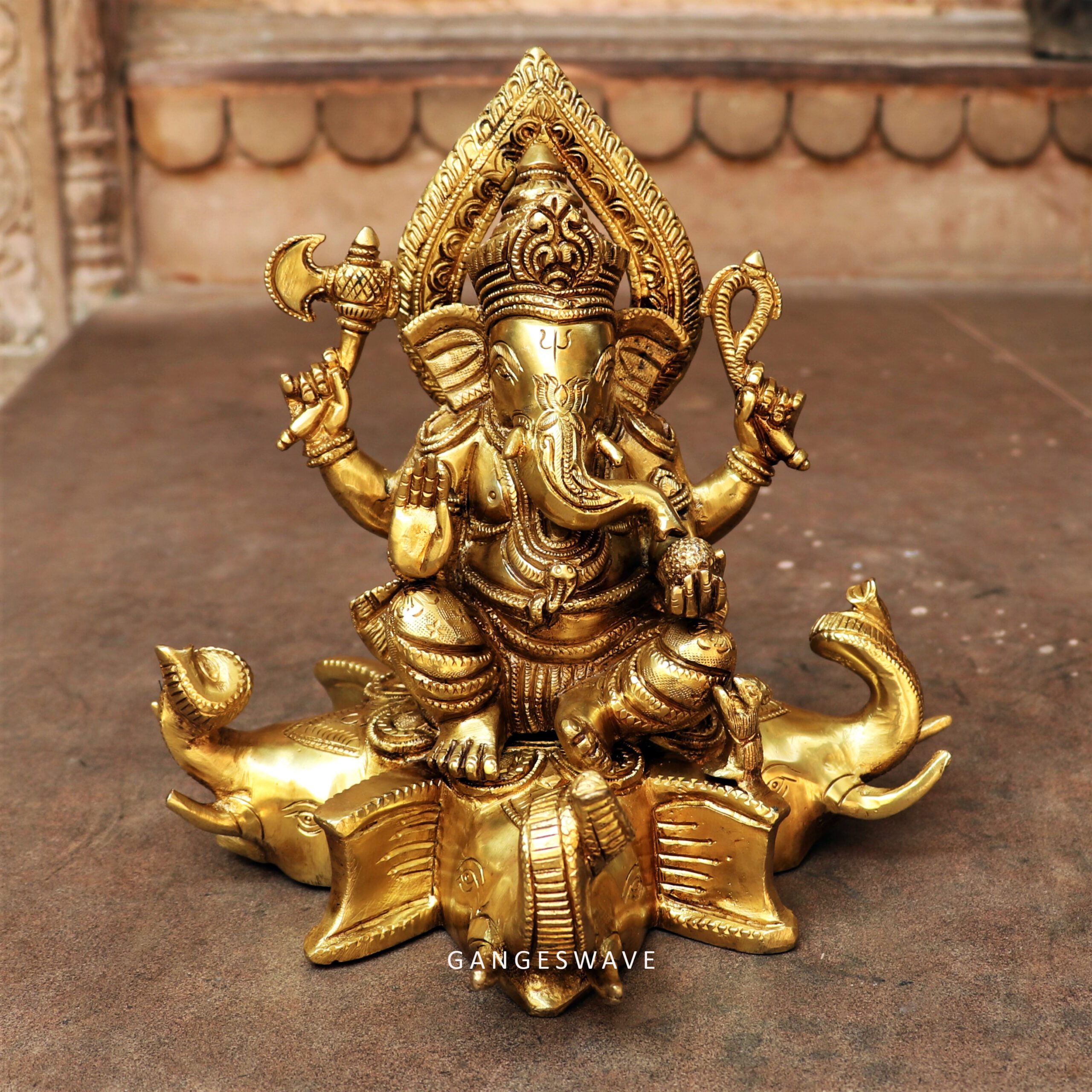 Brass Ganesh Statue Sitting On Gajapati Buy Exclusive Brass Statues